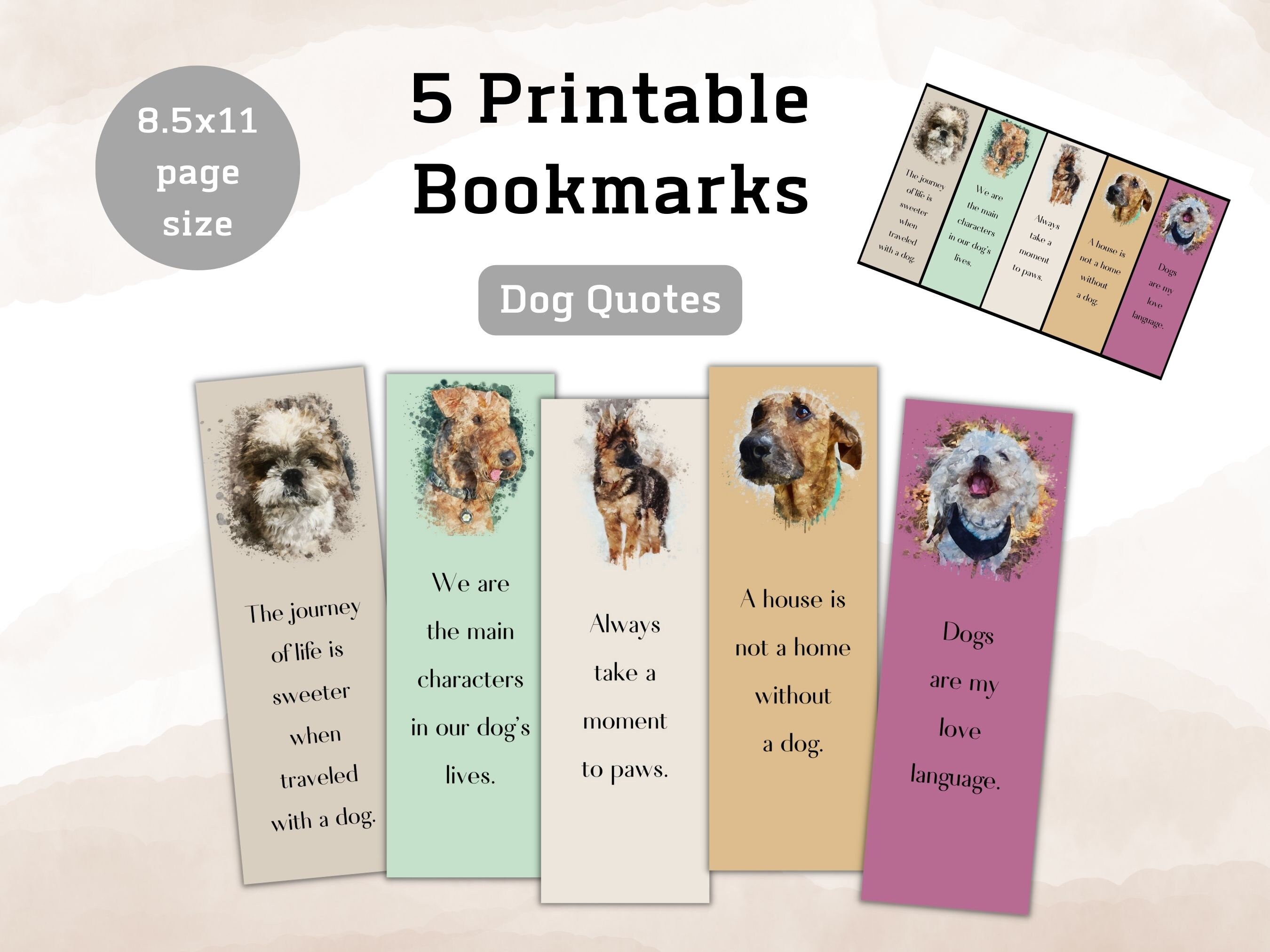 PRINTABLE Bookmarks With Dog Sayings Quotes for Dog Lovers - Etsy