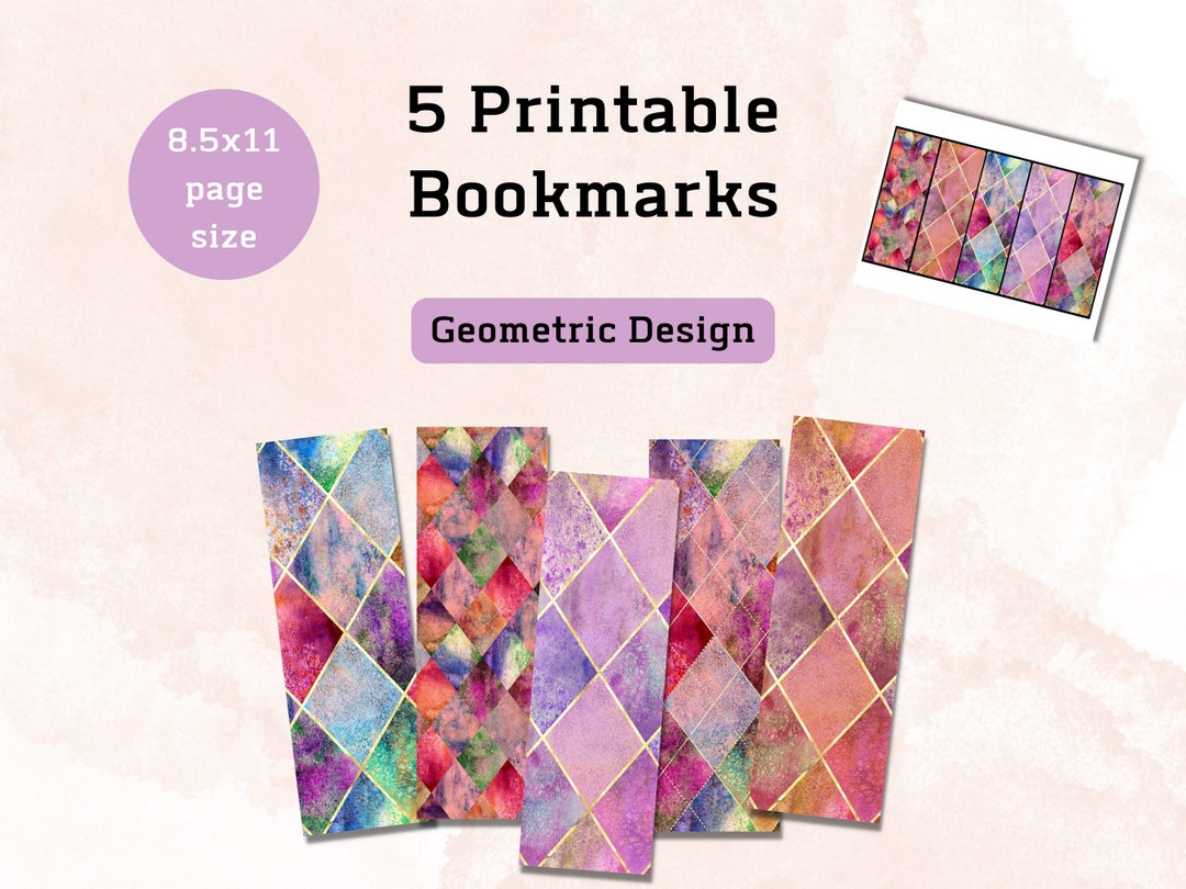 PRINTABLE Geometric Watercolor Bookmarks Watercolor Art Bookmarks ...