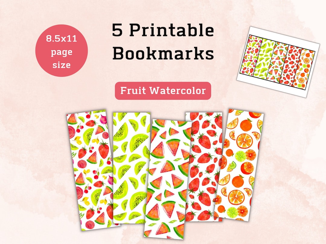 PRINTABLE Small Fruit Watercolor Bookmarks Watercolor Art Bookmarks ...