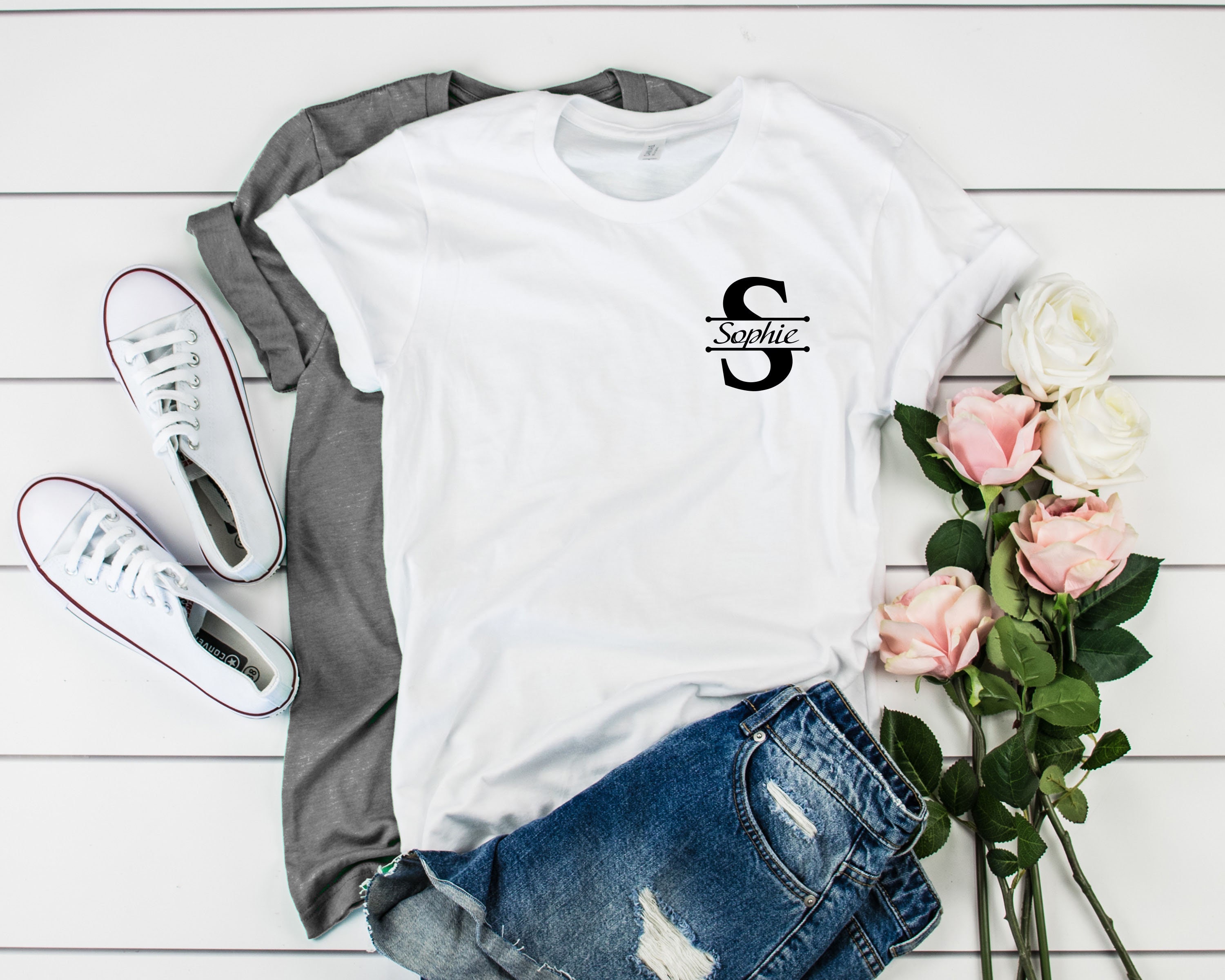 Custom Monogram T-shirt Personalized Pocket Size monogram | Etsy Custom Monogram T-shirt Personalized Pocket Size monogram | Etsy