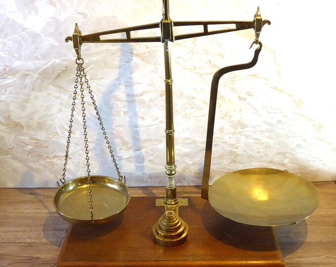 Large Set of Victorian Brass Shop Scales Avery Beam Scales With Weights ...