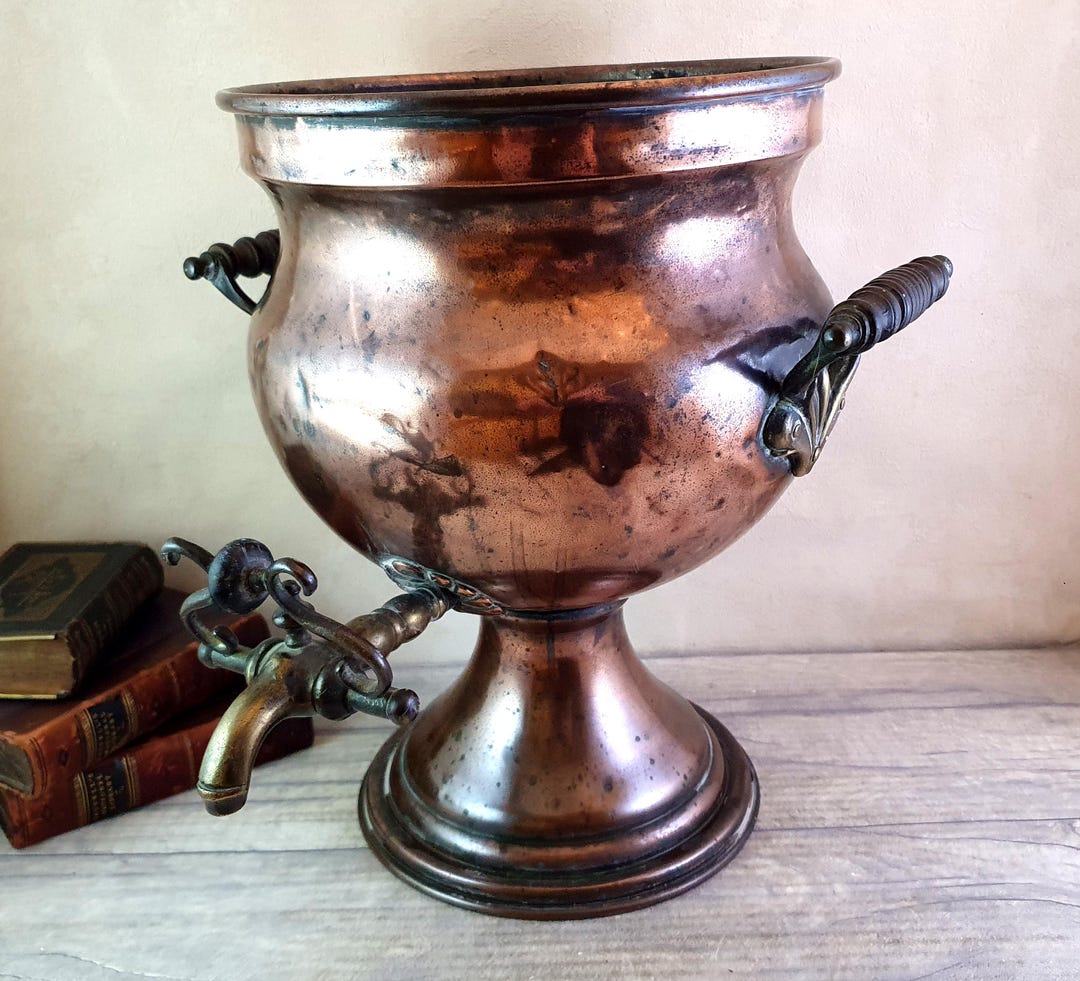 Vintage Large Copper Samovar Urn With Brass Handles and Tap. Large ...