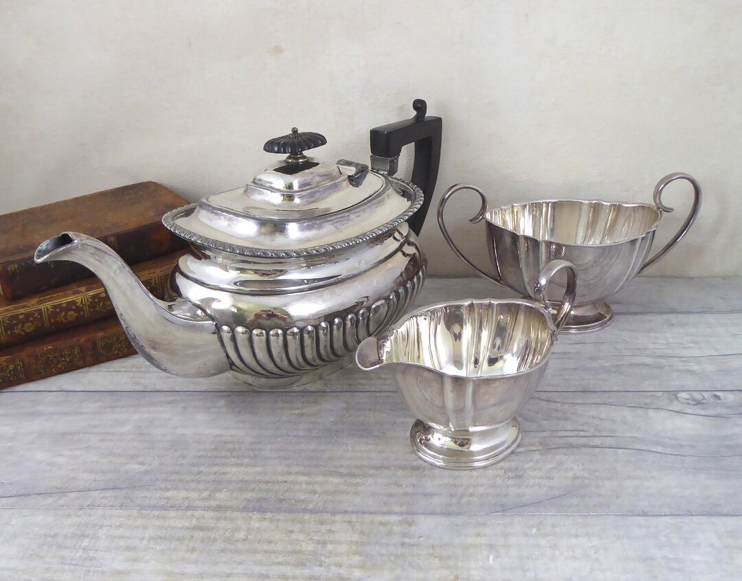 Vintage Silver Plated 3 Piece Tea Service / Edwardian Antique Tea ...