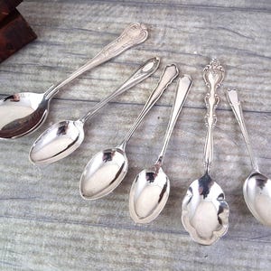 Antique Set of 6 Mixed Silver Plated EPNS Teaspoons / Used Mixed Set of ...