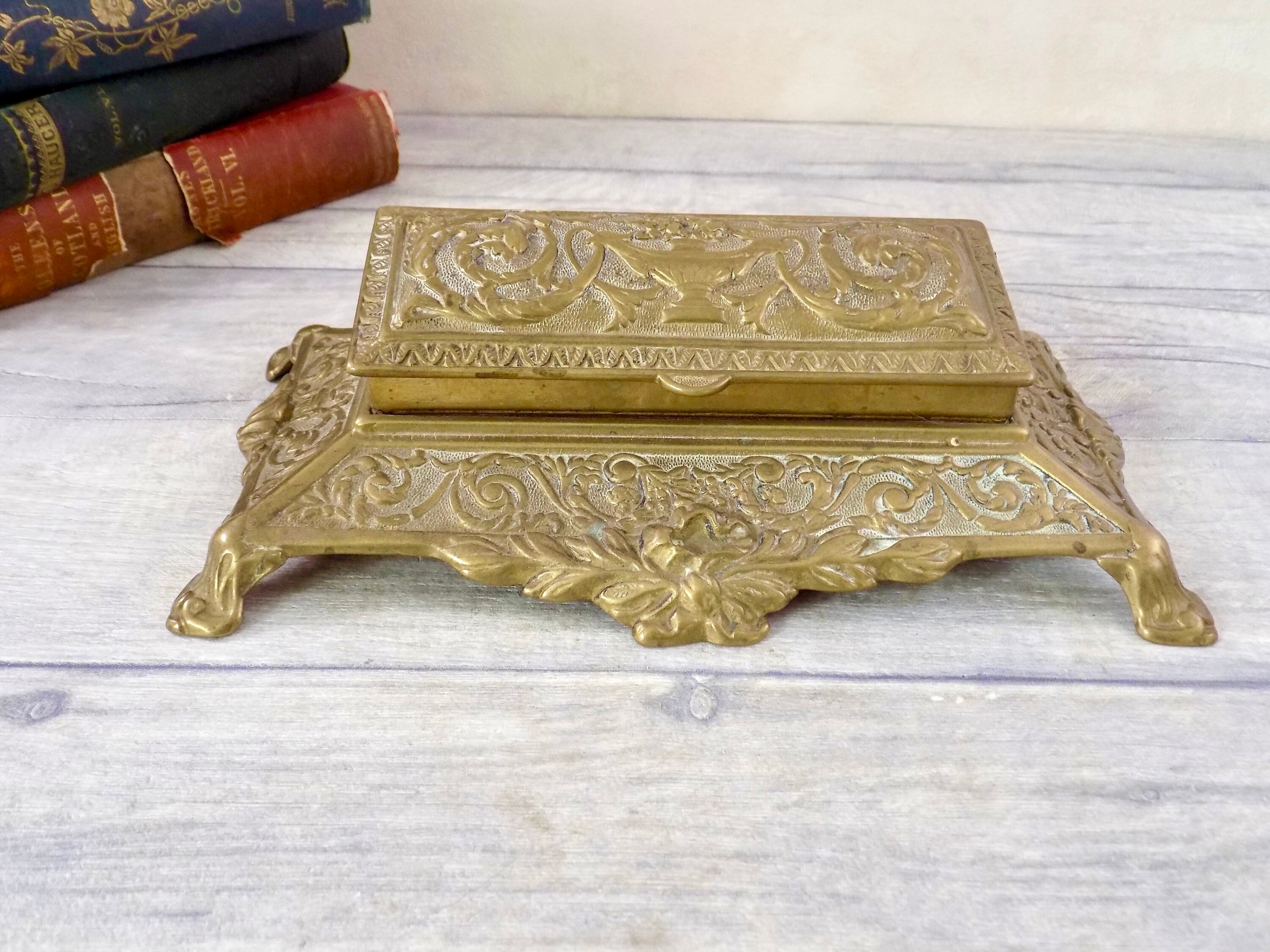 Large Vintage Brass Postage Stamp Box / Rococo Stamp Holder / - Etsy