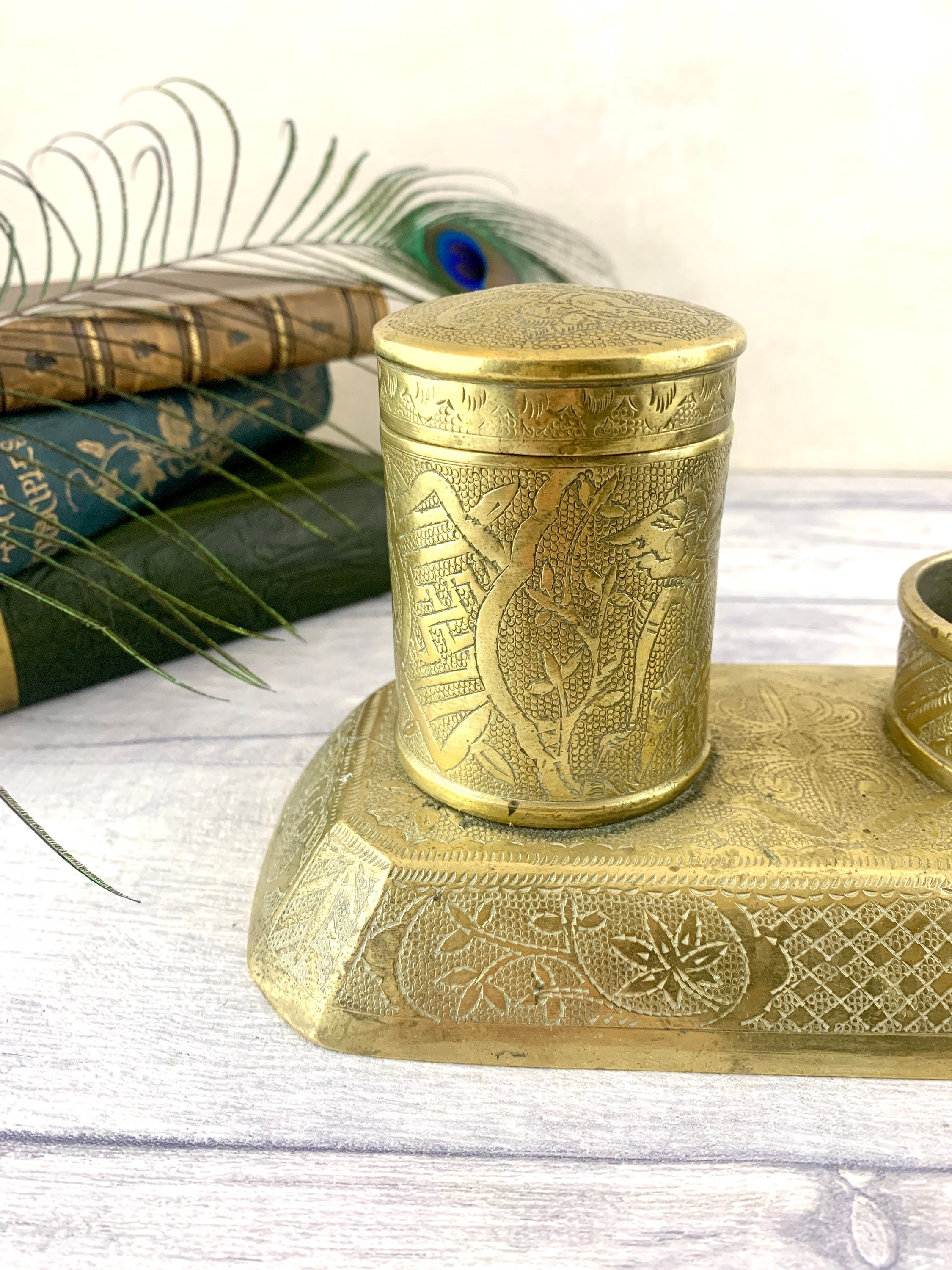 Vintage Brass Smoking Set / Smokers Companion Set / Smoking - Etsy