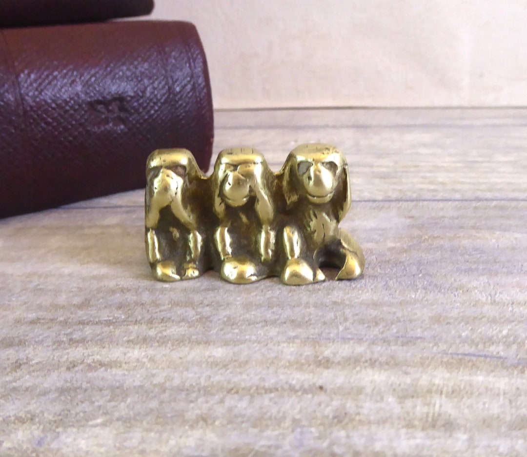 Vintage Trio of Monkeys Figurine / Three Brass Monkeys Paperweight ...