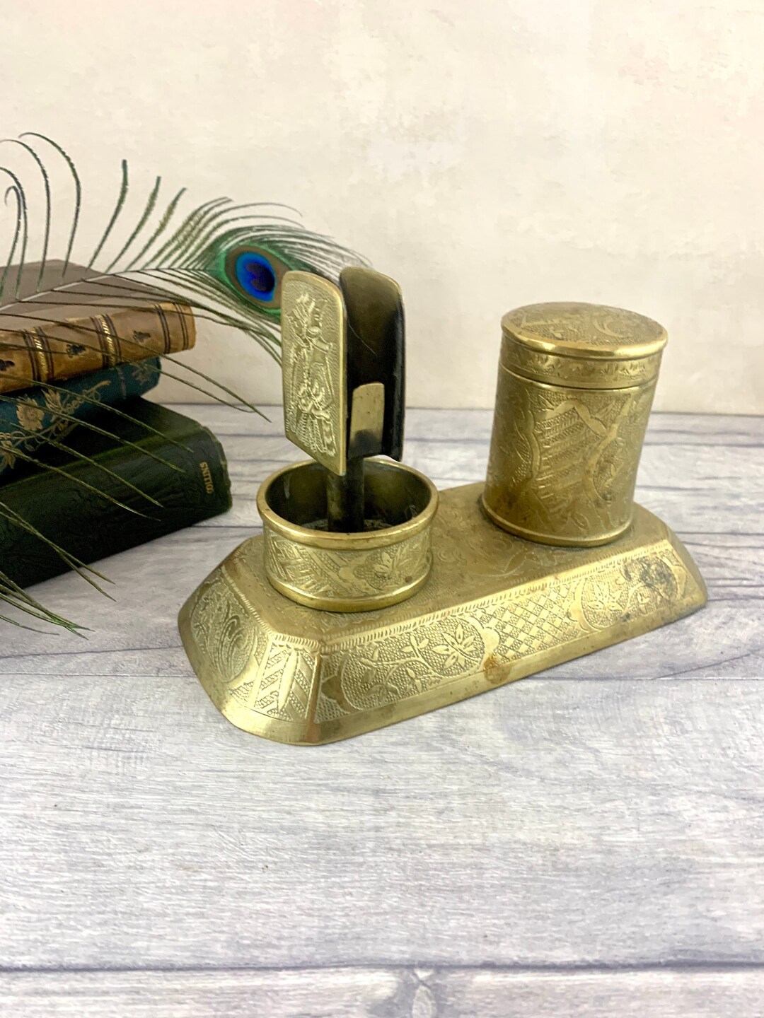 Vintage Brass Smoking Set / Smokers Companion Set / Smoking Accessory ...