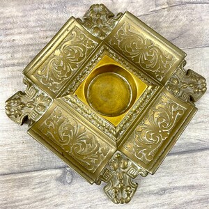 Vintage Brass Decorative Ink Stand With Cut Glass Inkwell / Gift for ...
