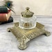 Vintage Brass Decorative Ink Stand With Cut Glass Inkwell / - Etsy