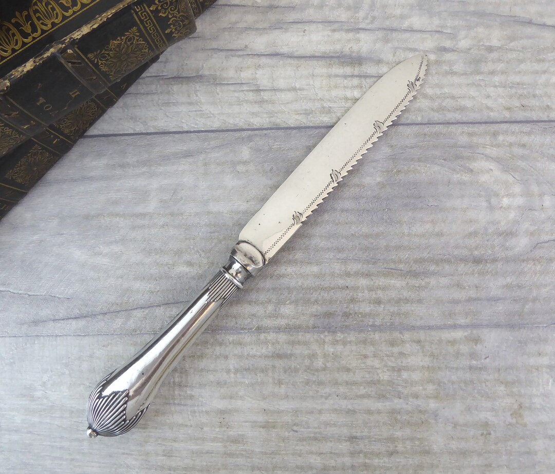 Edwardian EPNS Silver Plate Carving Knife With Etched Decoration ...
