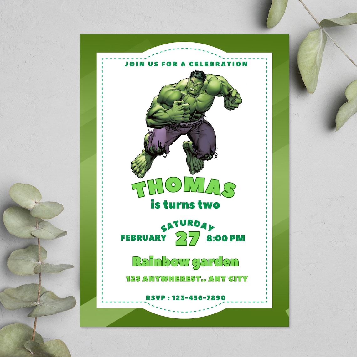 Hulk Birthday Invitation, the Incredible Hulk Birthday Invitation ...