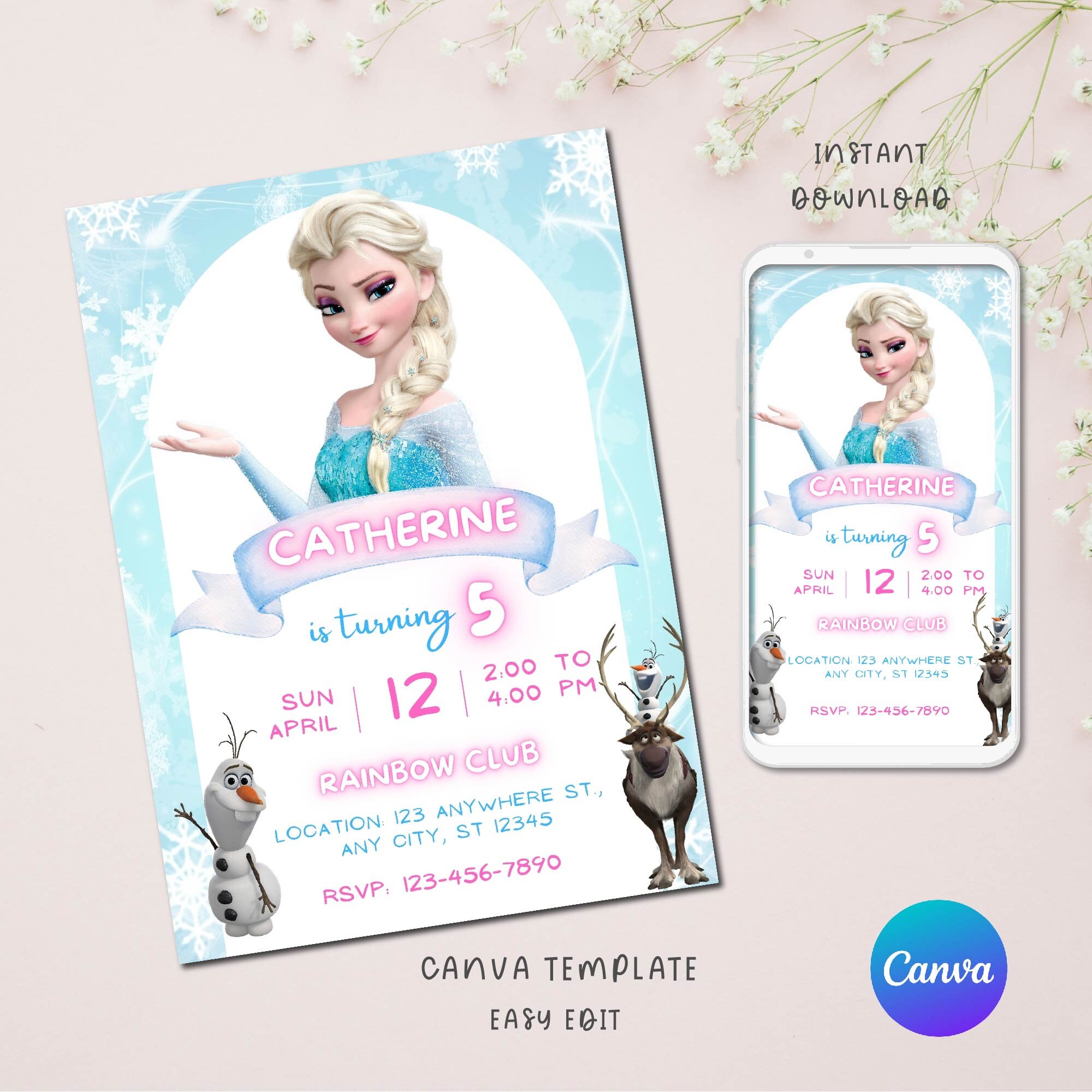 Frozen Birthday Invitation | Elsa Birthday Invitation | Elsa Party ...