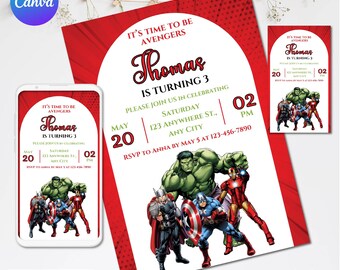 Avengers Party Editable Template | Superhero Birthday Invitation ...