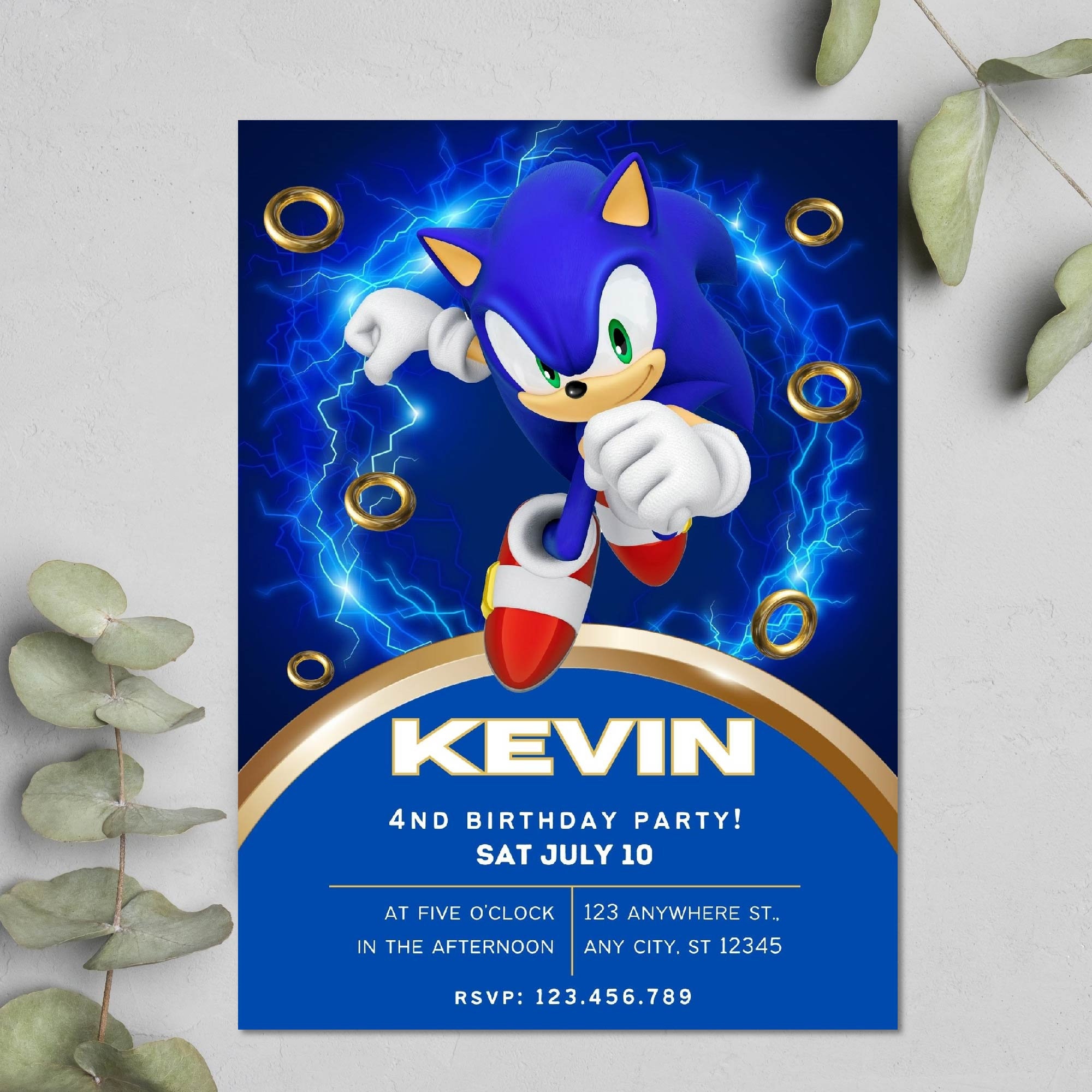 Sonic the Hedgehog Birthday Invitation | Super Sonic Birthday Party ...