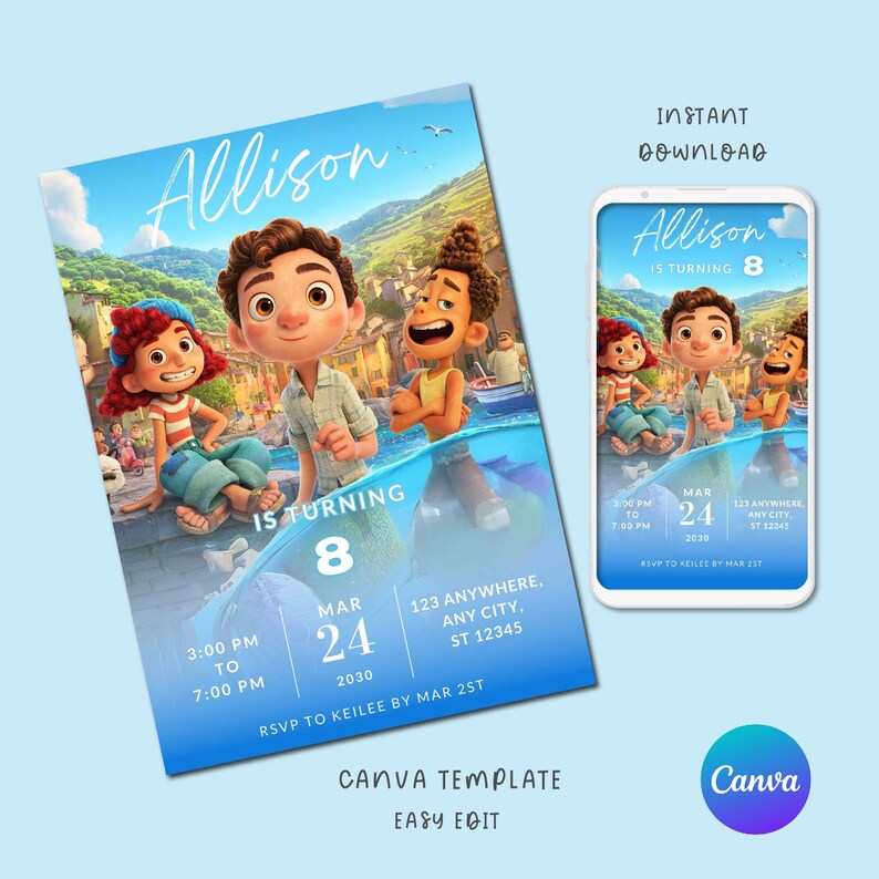 Luca Invitation Luca Birthday Invite Printable Invitation Luca Party ...