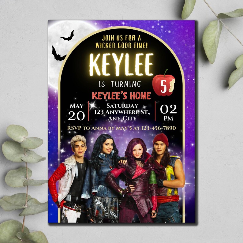 Descendants Birthday Invitation | Descendants Party Invite, Descendants ...