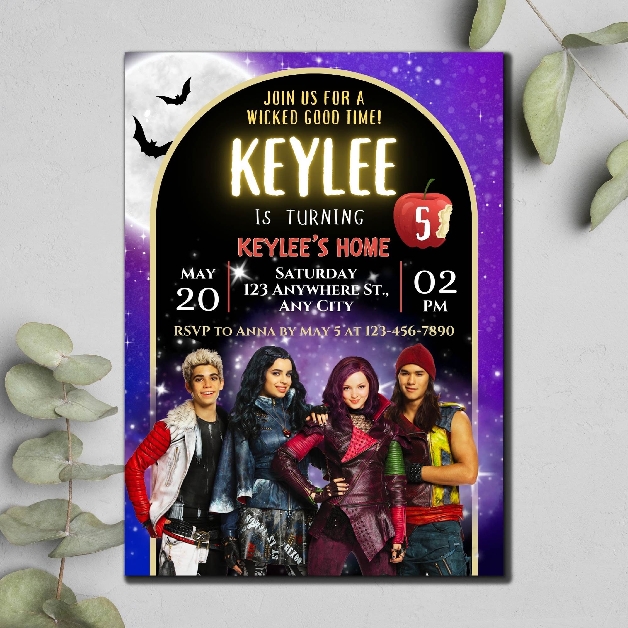 Descendants Birthday Invitation | Descendants Party Invite, Descendants ...