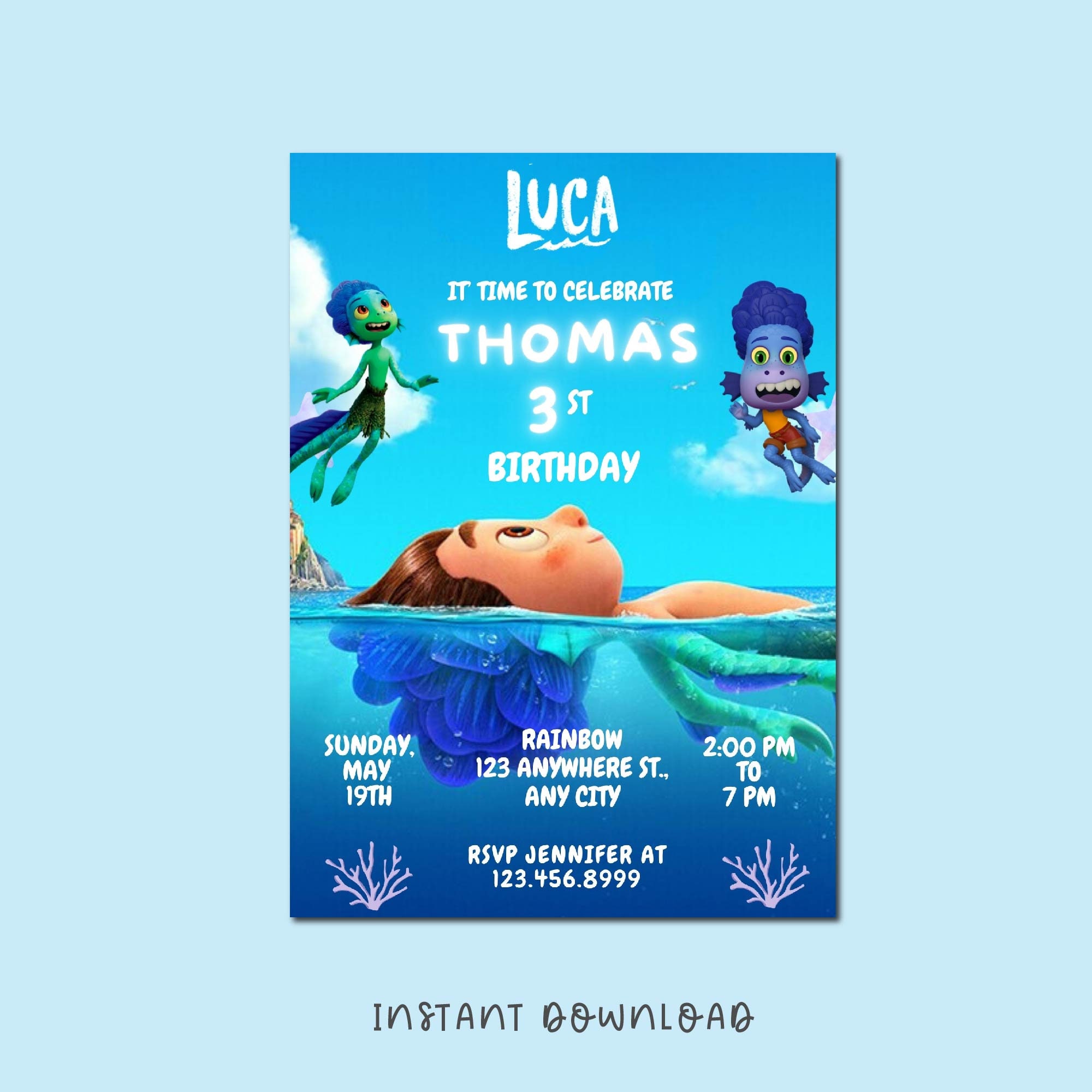 Luca Invitation Luca Birthday Invite Printable Invitation Luca Party ...