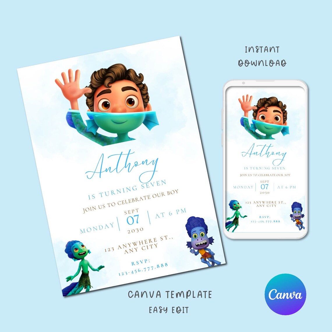 Luca Invitation Luca Birthday Invite Printable Invitation Luca Party ...