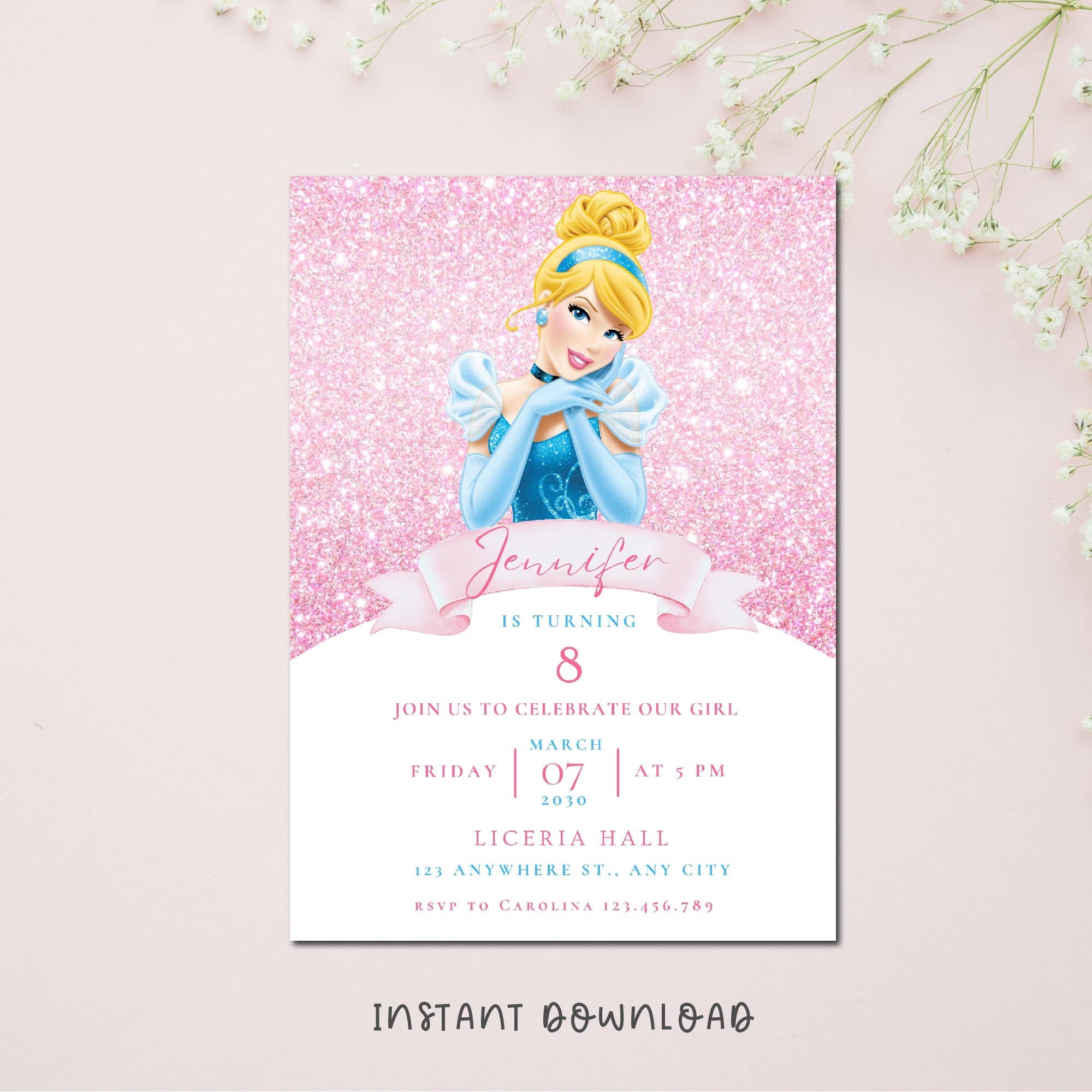 Cinderella Birthday Invitation, Princess Birthday Invite. Cinderella ...