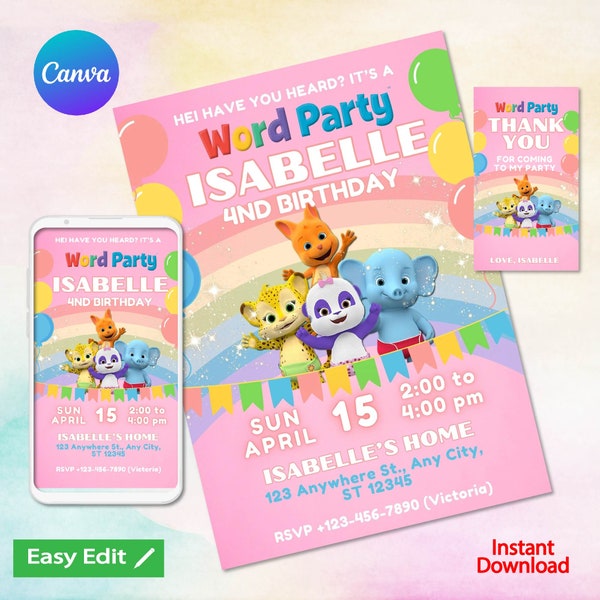 Word Party Invitations - Etsy