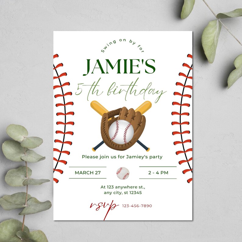 Editable Baseball Birthday Invitation, Baseball Invitations, Instant ...