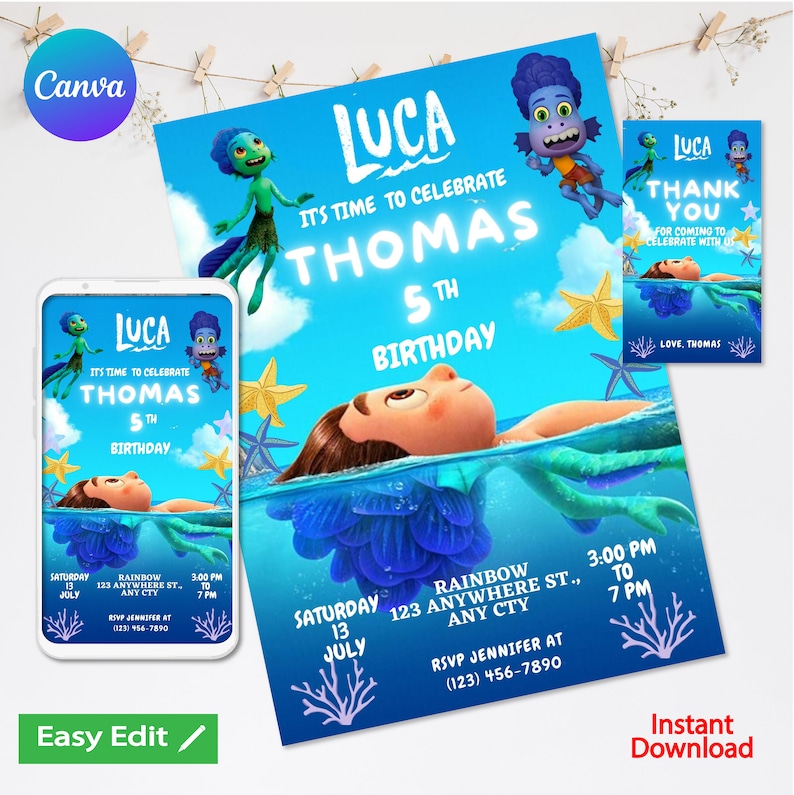 Luca Invitation Luca Birthday Invite Printable Invitation Luca Party ...