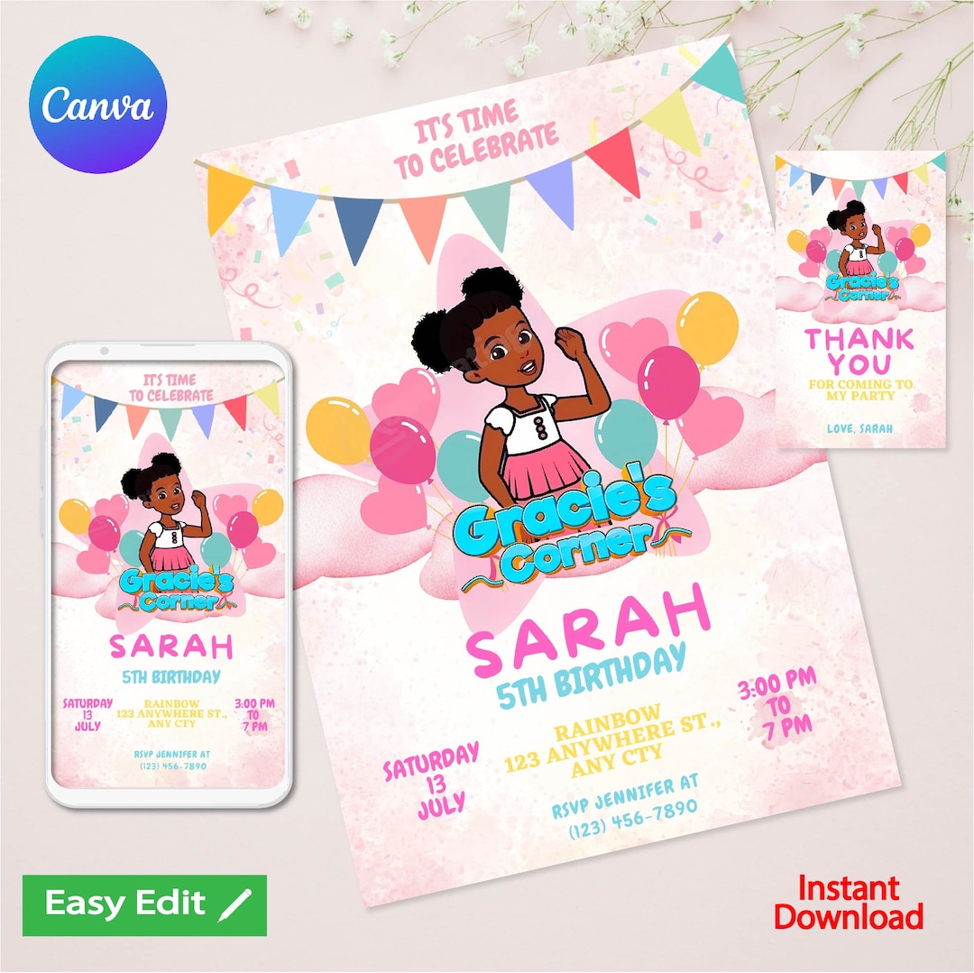 Gracie's Corner Birthday Invitation, Gracie's Corner Birthday ...