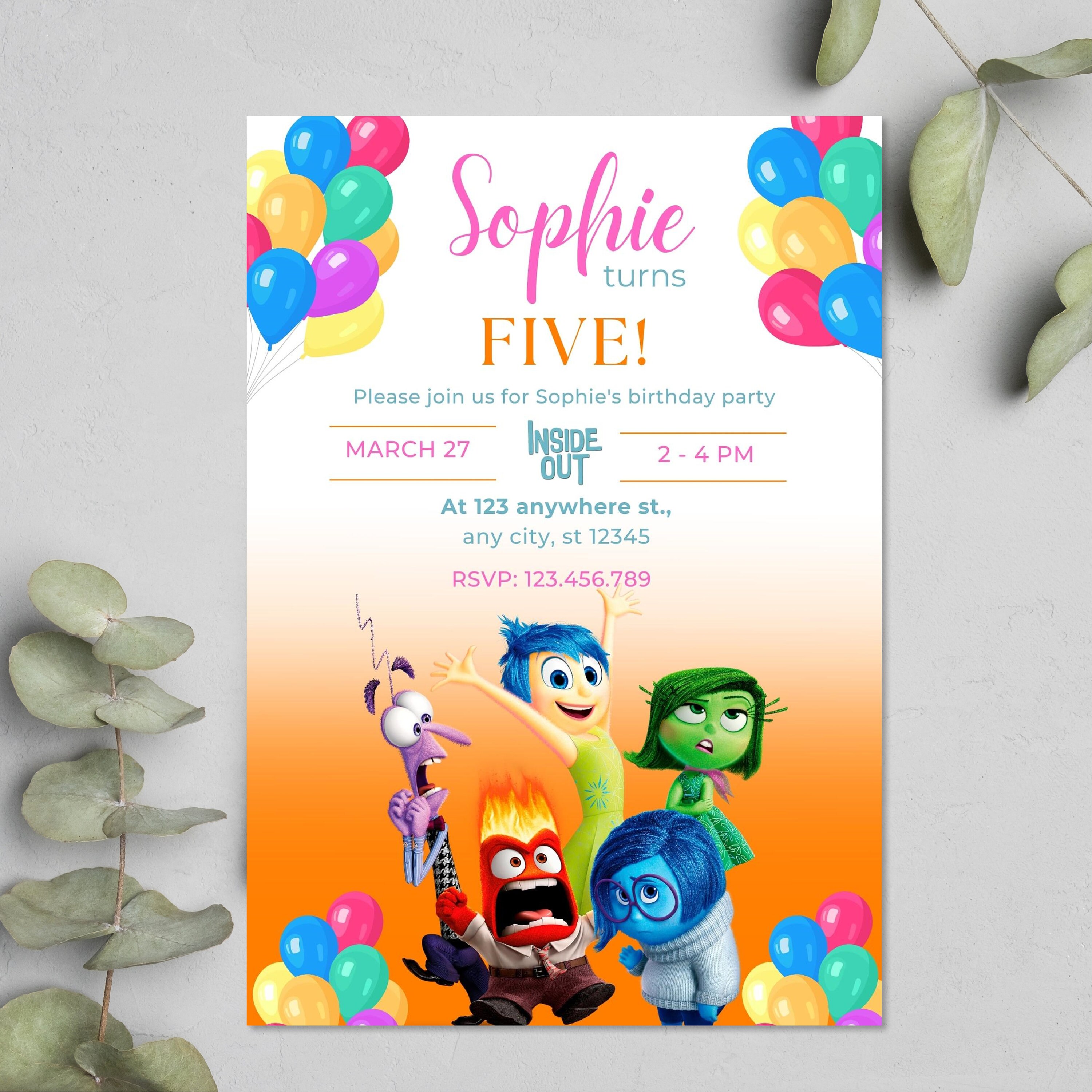 Inside Out Invitation Inside Out Birthday Invitation Inside Out Party ...