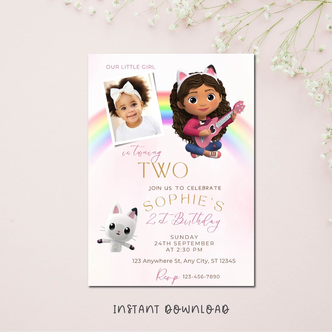Editable Gabby's Dollhouse Birthday Invitation Template, Printable ...