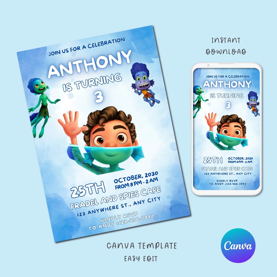 Luca Invitation Luca Birthday Invite Printable Invitation Luca Party ...