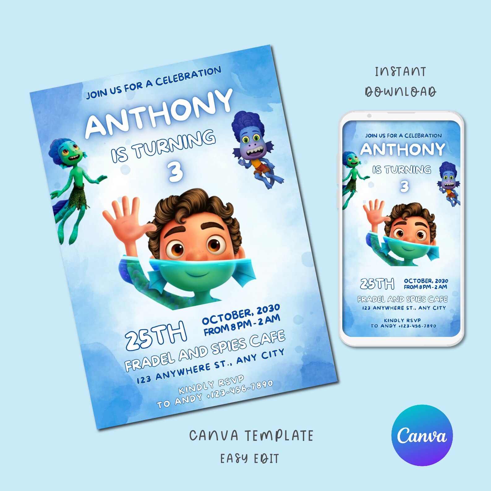 Luca Invitation Luca Birthday Invite Printable Invitation Luca Party ...