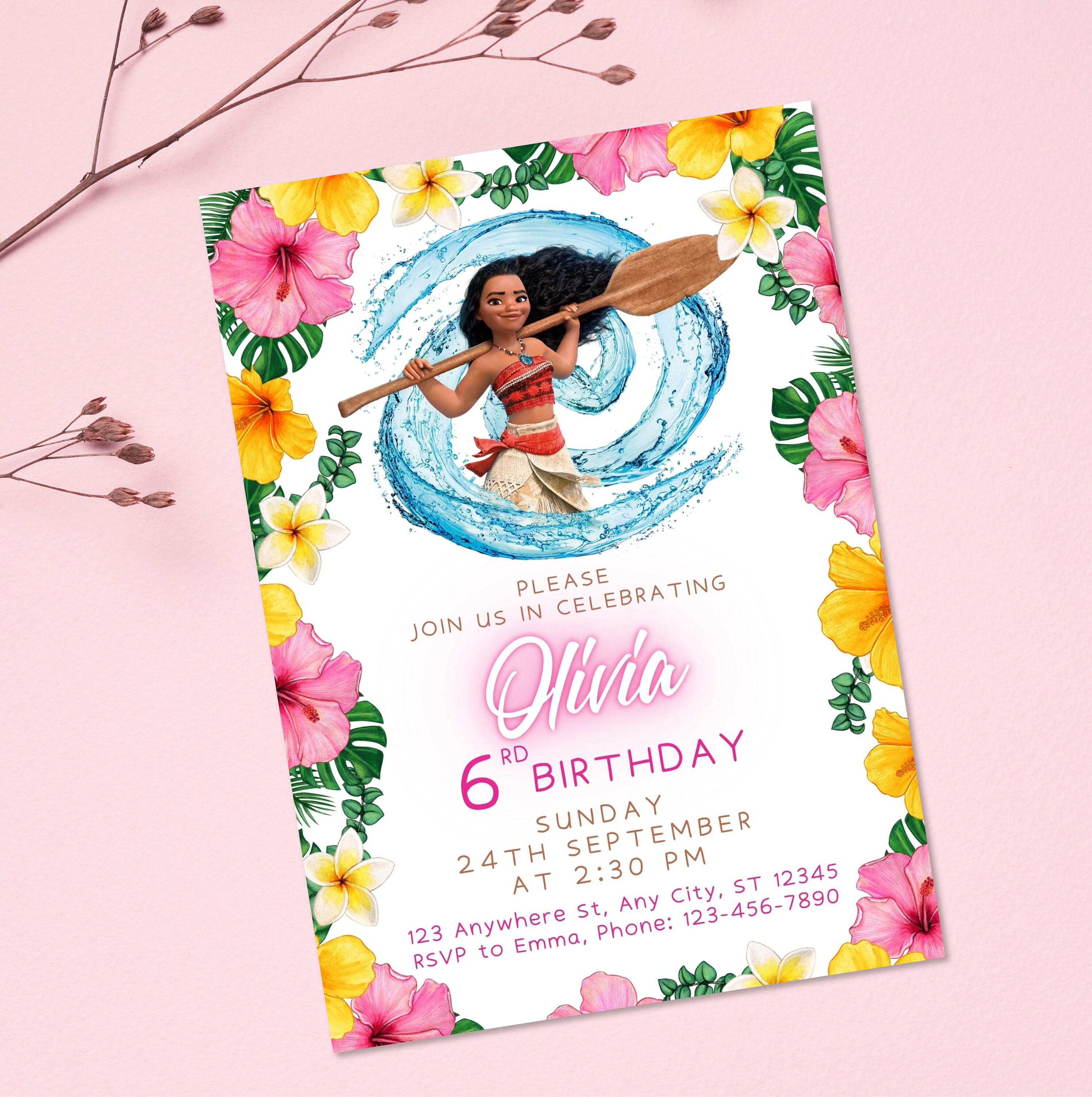 Moana Birthday Invitation Girl Party Invite Editable Template Custom ...
