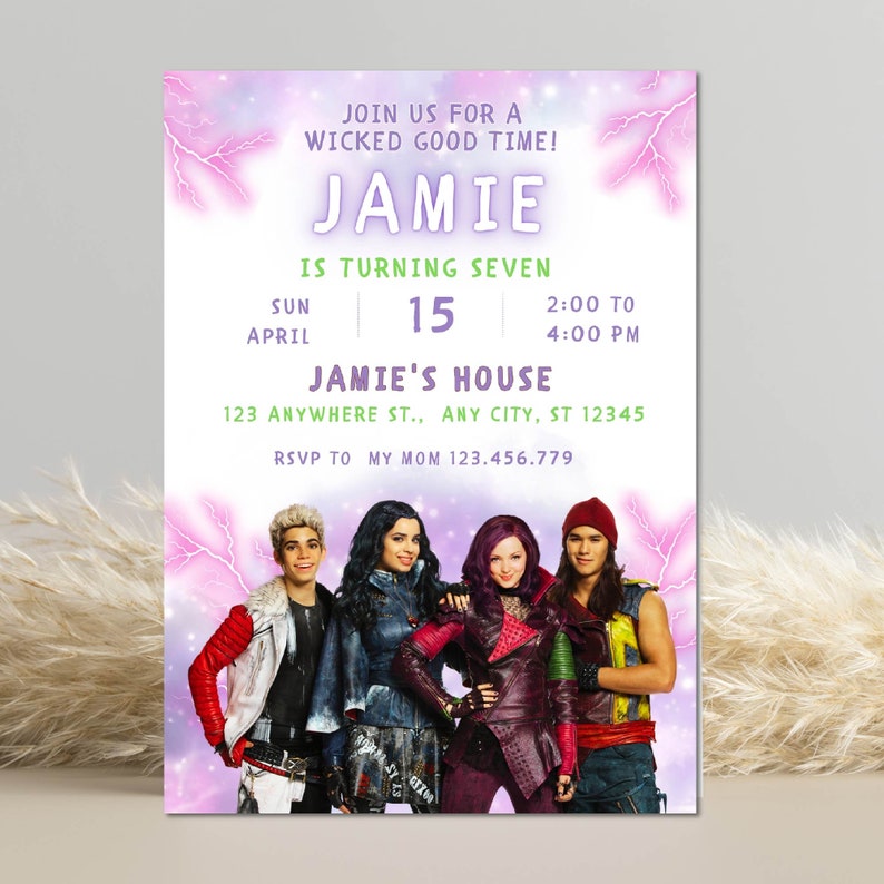 Descendants Birthday Invitation | Descendants Party Invite, Descendants ...