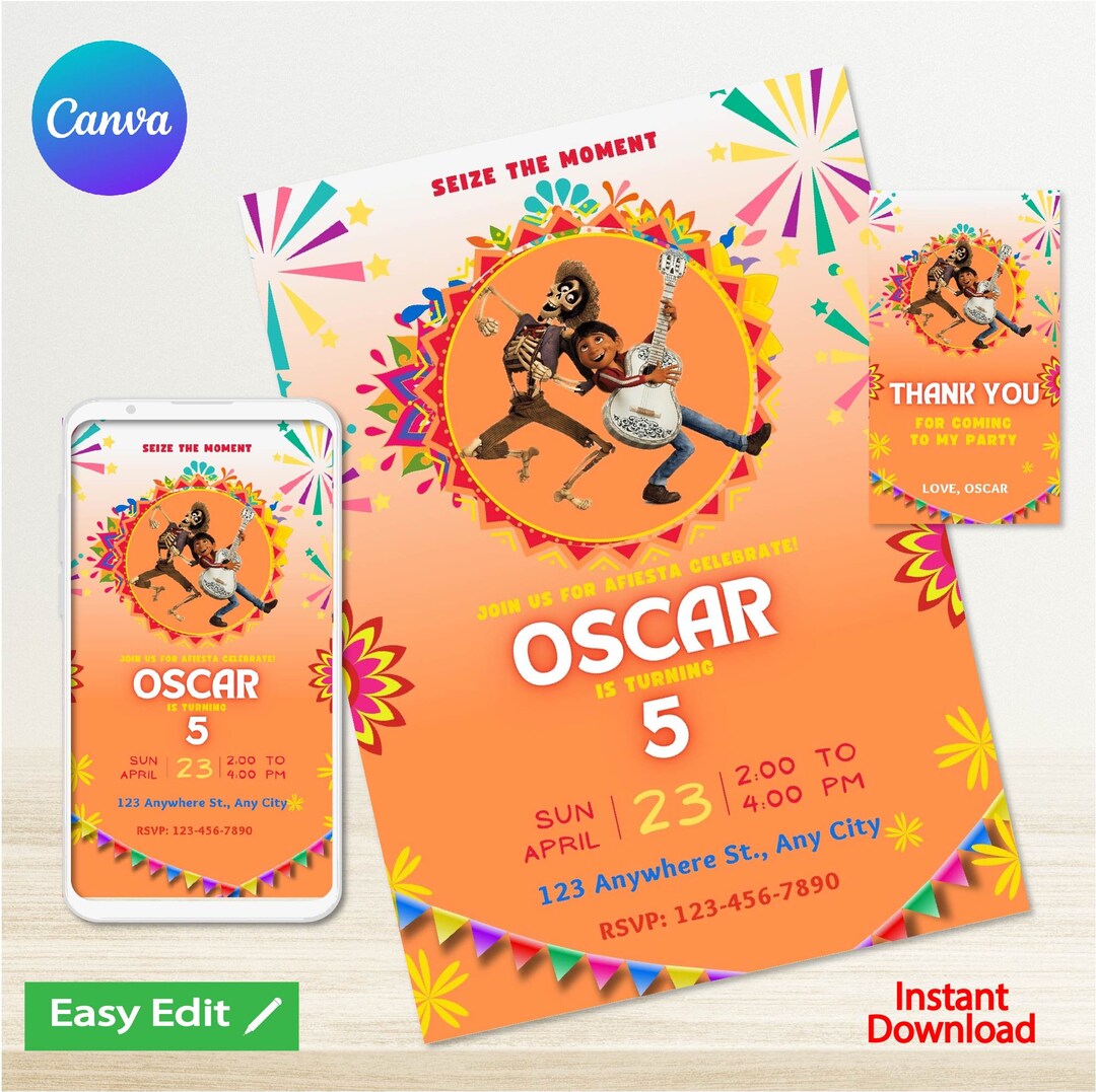 Editable Coco Birthday Invitation | Disney Coco Invite | Template ...