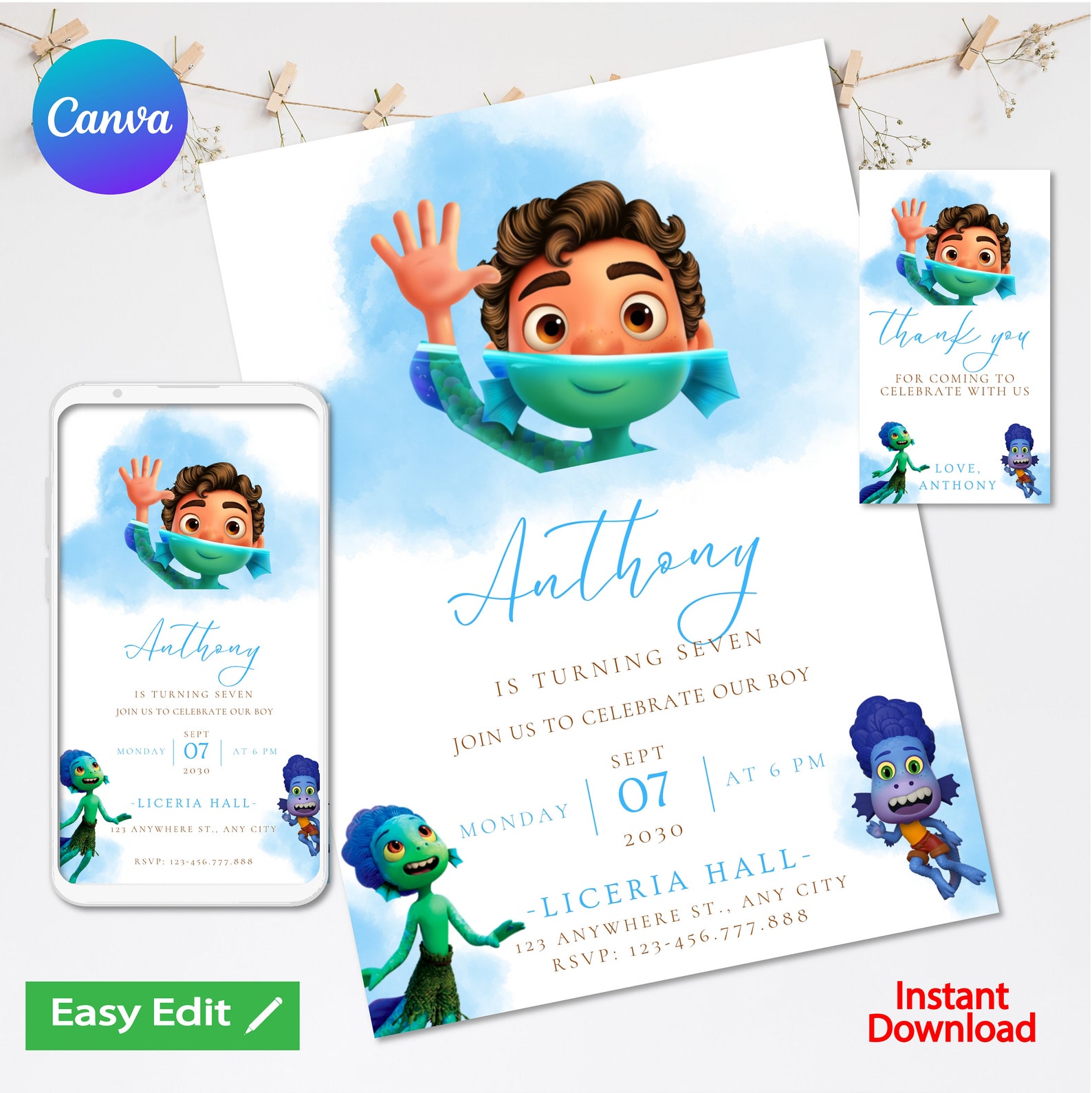 Luca Invitation Luca Birthday Invite Printable Invitation Luca Party ...