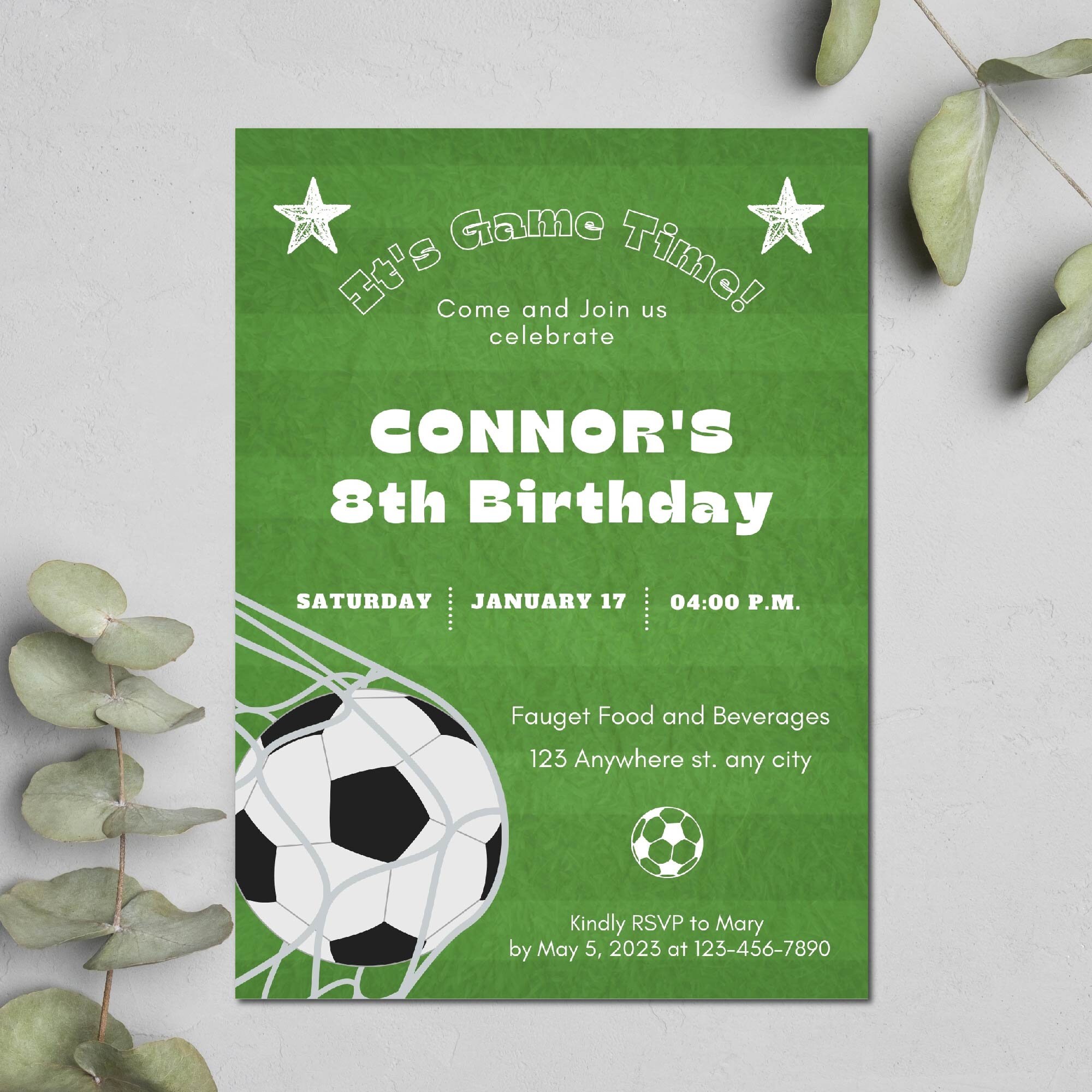 Editable Soccer Birthday Invitation, Soccer Invitations, Instant ...