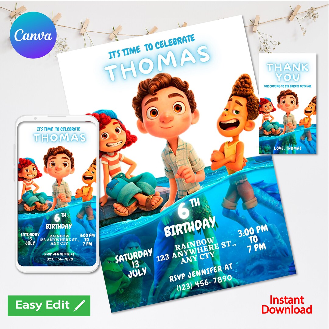 Luca Invitation Luca Birthday Invite Printable Invitation Luca Party ...