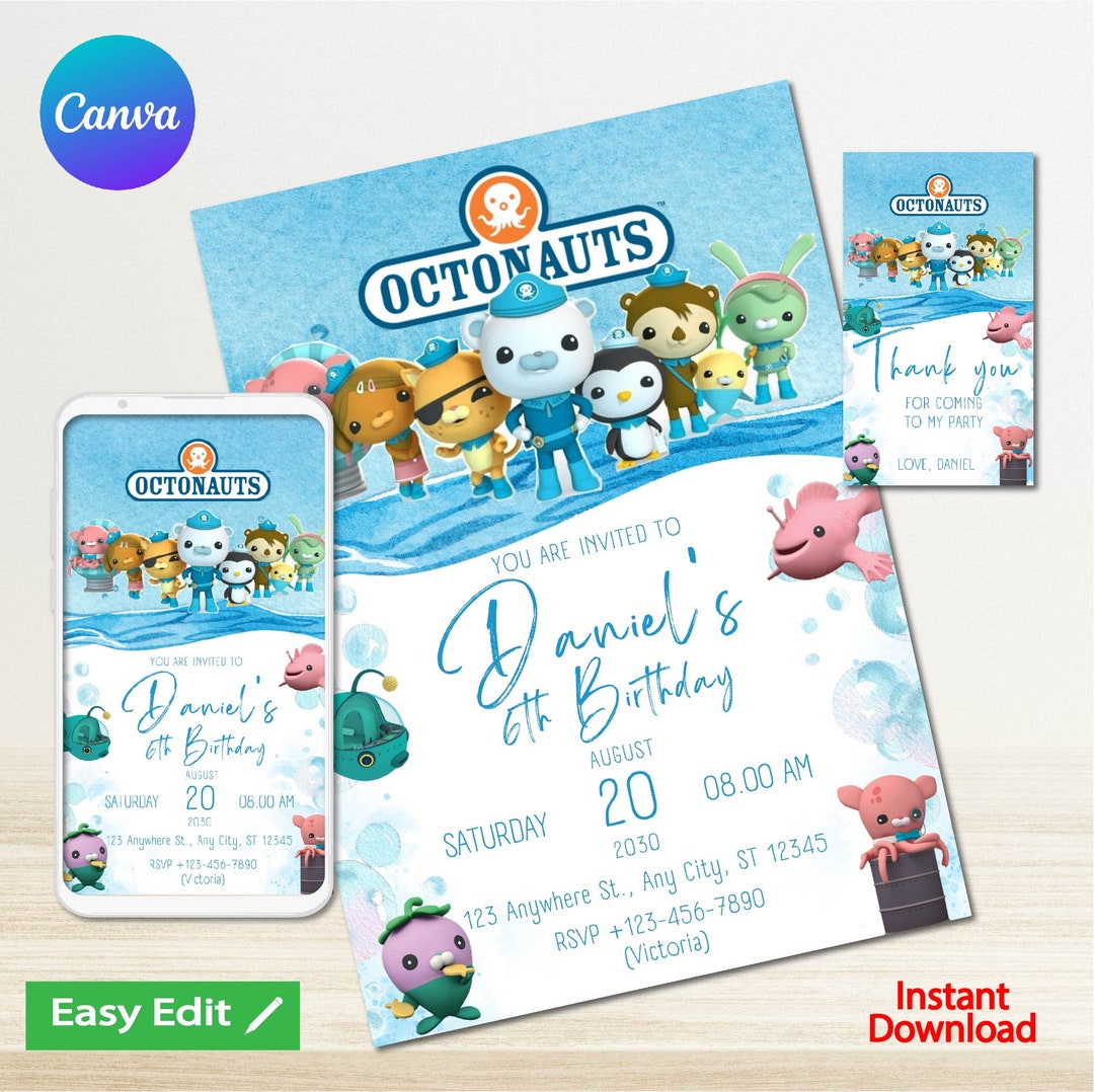Editable the Octonauts Birthday Invitation Template, Octonauts ...