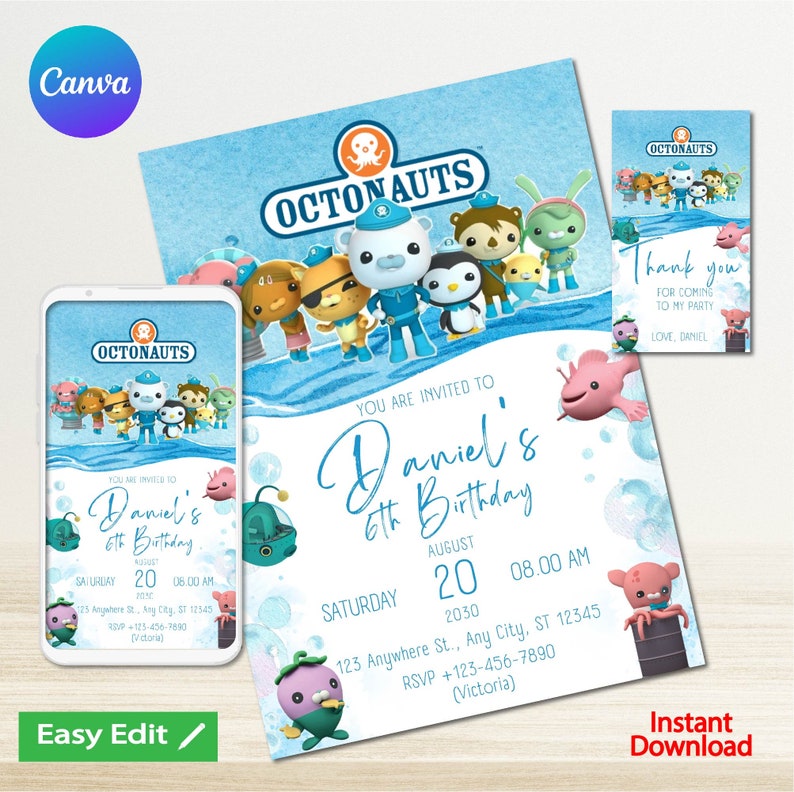 Editable the Octonauts Birthday Invitation Template, Octonauts ...