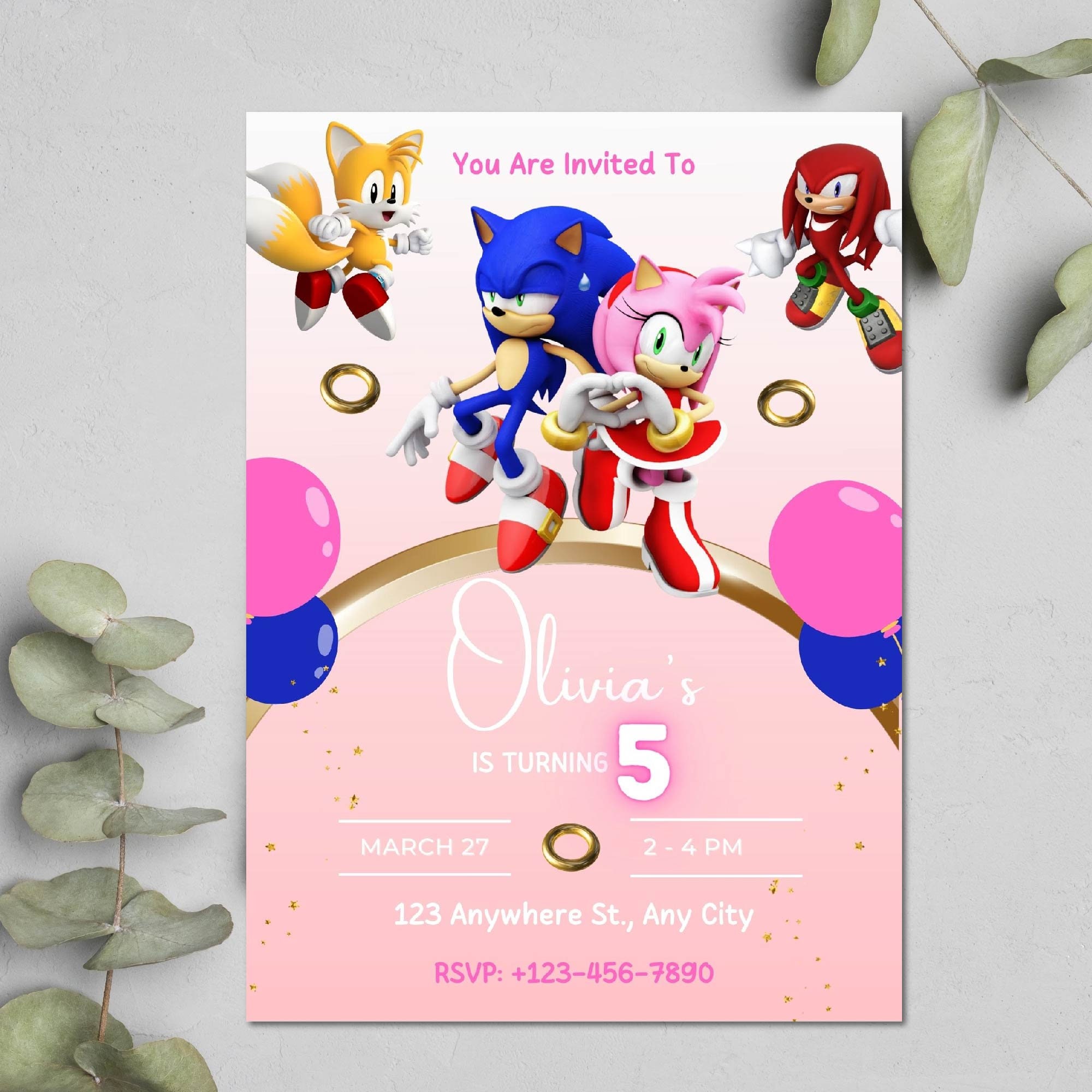 Sonic the Hedgehog Birthday Invitation | Super Sonic Birthday Party ...
