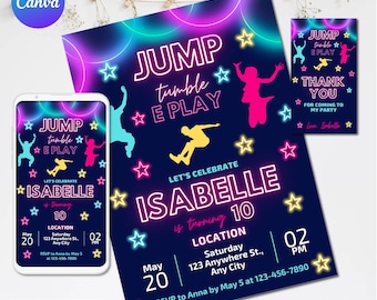 Jump Invitation, Editable Jump Birthday Invite, Trampoline Party ...