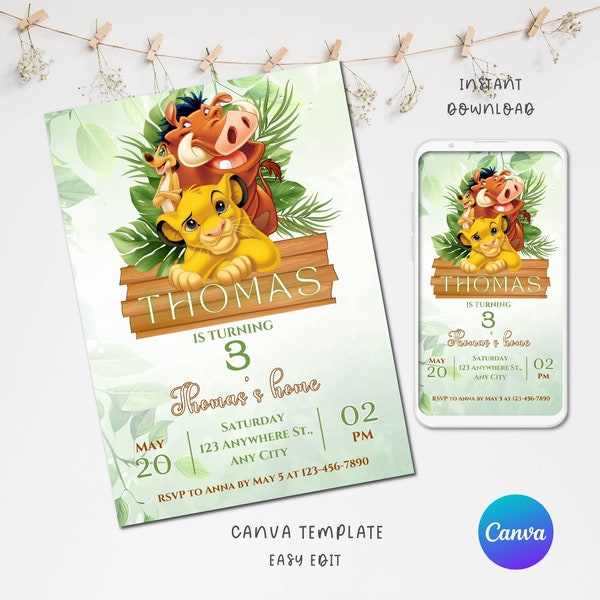 Lion King Birthday Invitation - Etsy