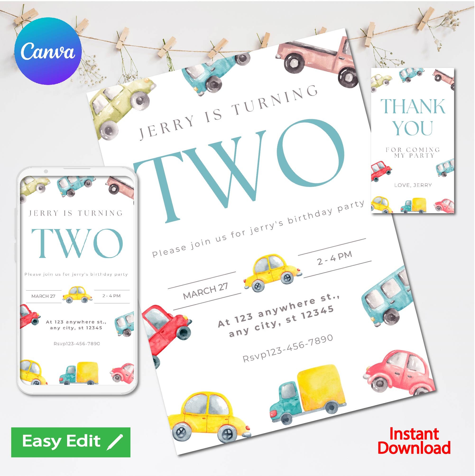 Cars Birthday Party Invitation | Cars Birthday Invite | Invitation Race ...