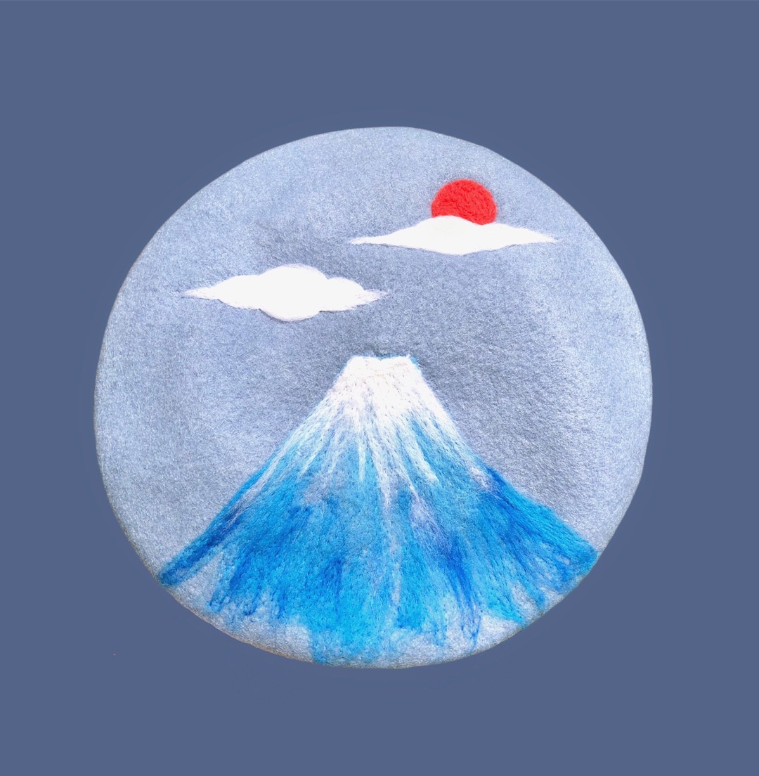Mount Fuji Beret, Japan Fuji Handmade Beret, Needle Felting French ...