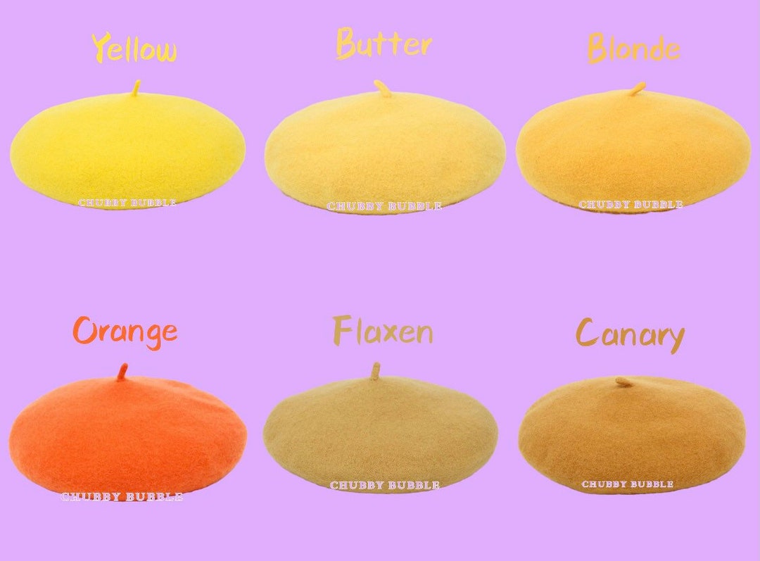 Yellow Beret, 100% Wool, French Beret, Winter Hat, Vintage Style ...