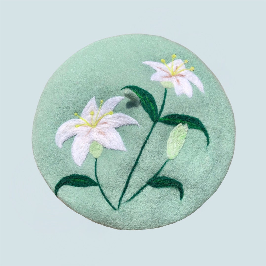 Lily Beret Hat, Lily Flower French Beret, Handmade Flowers Beret ...