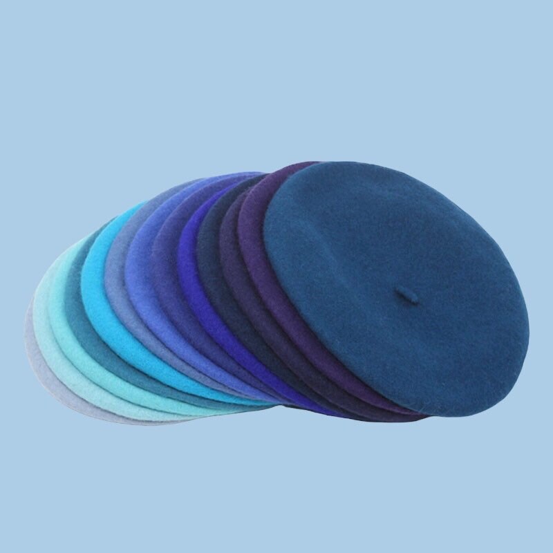 Blue Beret, 100% Wool, French Beret, Dark Blue Hat, Pastel Blue Winter ...