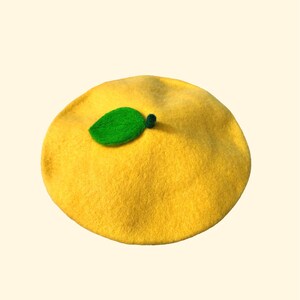 Lemon Beret, French Beret Hat, Handmade Fruit Beret, Gift for Women ...
